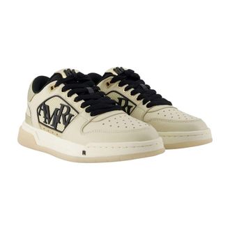 Amiri Mens Logo-Embroidered Leather Sneaker Beige Cowhide