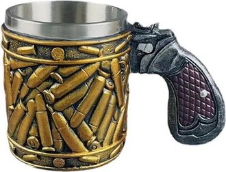 Generic Bullet Mugs for Men - 450ml Revolver Mug for Beer | Stainless Steel Drinking Accessory for, Clubs, Home, Cafes, and Camping