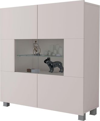 Mirjan24 Kommode Calabrini BR01 mit 2 Türen, Sideboard, Anrichte, 100x107x35 cm, Highboard, Mehrzweckschrank, Wohnzimmer (Cashmere, ohne Beleuchtung)