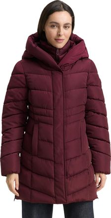 Tom Tailor Damen Puffer-Mantel im 2-in-1-Look, 16427-Bordeaux Red, 3XL