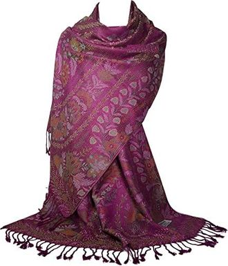 GFM MSC-B Écharpe style pashmina à motif floral cachemire mosaïque, violet-Msc4-HLJMN