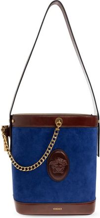Versace Femme, Sacs, Bleu, Taille: ONE Size Pivot Small Bucket Shoulder Bag