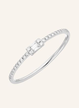 Leaf Ring Tiny Baquette Aus 14 Karat Wei&szlig;gold Mit Diamanten silber