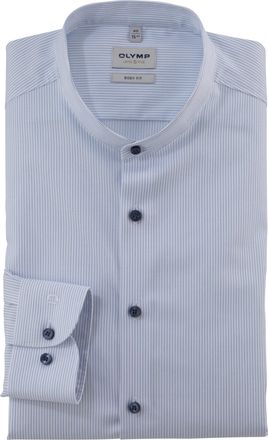 Olymp Herren Oberhemd Langarm Level Five,Streifen,366 Level 5 Body fit (15.05.2015 - F16),07 Stehkragen,bleu 11,43