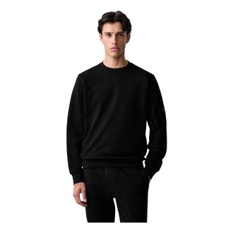 C.P. Company C.p. Company - SweaT-shirt en molleton &agrave; col rond et texture diagonale - Homme - Sweatshirts et sweats &agrave; capuche - Noir - Taille: 2XL
