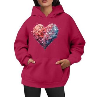Generic Sweat &agrave; capuche imprim&eacute; Saint-Valentin 2026 pour femme, Rouge, XXL