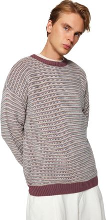 Trendyol Herren Striped Jumper With Crew Neck Sweatshirt, Dusty Rose, L EU