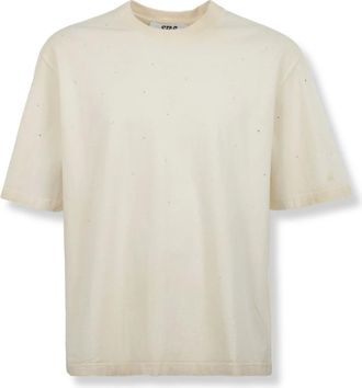 Golden Goose Homme, Tops, Beige, Taille: M T-Shirt Orn&eacute; de Cristaux