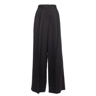 Max Mara Weite Viskose- und Leinenhose - - Trousers - Damen - Schwarzk - 2XS