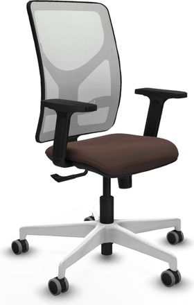 Piqueras y Crespo Schreibtischstuhl Home Office mit 2D-Armlehnen, h&ouml;henverstellbare Lendenwirbelst&uuml;tze, ausgestattet mit 3 Positionen und Schneideschaum, Wei&szlig;/Dunkelbra