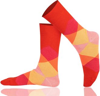 MySocks Kn&ouml;chelsocken Diamant Entwurf Rot orange rosa
