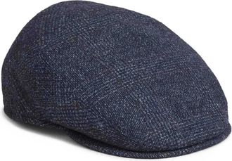 Borsalino chapeau en paille tressée tressée à motif géométrique - Bleu