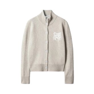 Maison Kitsun&eacute; Cardigan mit auff&auml;lligem Fuchskopf - - Knitwear - Damen - Grau - S