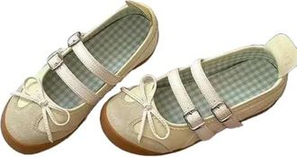 Generic JCVBN Chaussures plates pour femme avec noeud et noeud pour danse Mary Jane, jaune, 35.5 EU