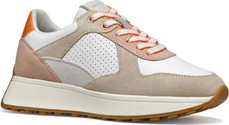 Geox Damen D Amabel A Sneaker, White/Lt Taupe, 36 EU
