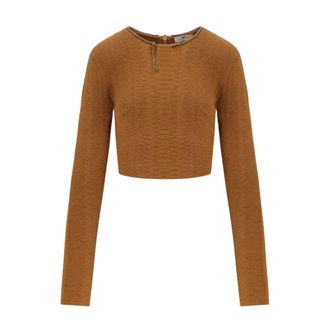 Elisabetta Franchi Strickoberteil mit Schlangenmuster-Optik - - Knitwear - Damen - Braun - L