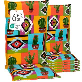 Beo Turin Hochlehner Gartenstuhl-Auflagen | 6er Set | Waschbar 30&deg;C | Atmungsaktiv | UV-best&auml;ndig | Made in EU | &Ouml;ko-Tex Standard | Extra Dicke Sitzkissen