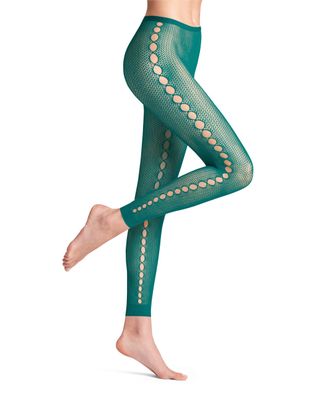 Falke Damen Leggings Supersize Net W LE transparent gemustert 1 Stück, Türkis (Verdigris 7426), M-L