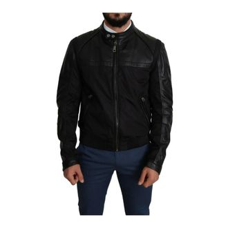 Dolce & Gabbana Blackylon Full Zip Herren Bomberjacke - - Jackets - Herren - Schwarzk - M
