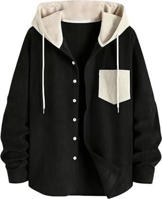 Generic Chemise en velours c&ocirc;tel&eacute; &agrave; manches longues pour homme - Veste boutonn&eacute;e vers le bas avec poches de poitrine - Chemise de loisirs vintage - Veste daut