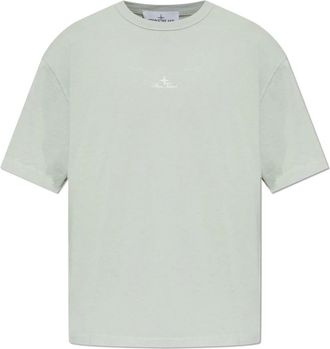 Stone Island Homme, Tops, Vert, Taille: XL T-shirt avec logo brod&eacute;