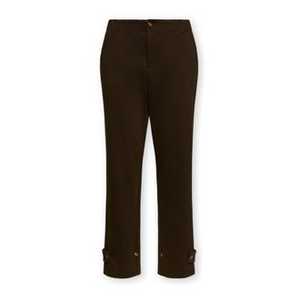 Elena Miro Schmale Hose mit verstellbaren Saumb&auml;ndern - - Trousers - Damen - Braun - XL