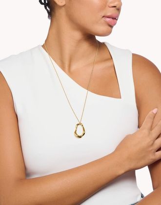 Thomas Sabo Collier &agrave; pendentif effet fondu - Dor&eacute;