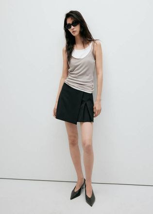 Mango Jupe short fendue noir - Femme - 32 - MANGO