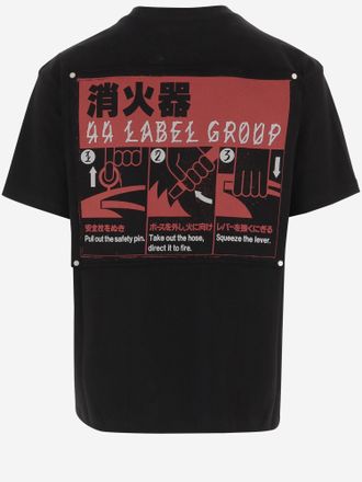 44 Label Group Mens Printed Cotton T-Shirt Black T-Shirts And Polos