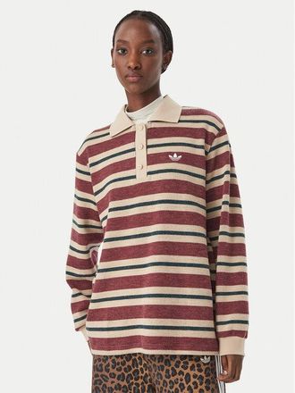 adidas Sweatshirt Stripe Knitted Polo Top LG4083 Dunkelrot Regular Fit