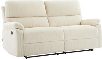 Vente-Unique Vente-unique - Canapé 3 places relax électrique en velours côtelé beige lunano