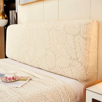 Generic Stretch Blattdruck Bettkopfteil Bezug f&uuml;r Full Queen Kingsize Betten Kopfteil Bezug Gebogene Staubschutzh&uuml;lle f&uuml;r Schlafzimmerdekoration Sekt 210-240 