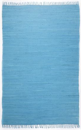 THEKO Dhurry | Fleckerl | Flachgewebe-Teppich aus 100% Baumwolle; handgewebt, waschbar, beidseitig verwendbar | 40 x 60 cm; Türkis | Happy Cotton