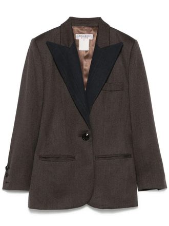 Saint Laurent blazer à simple boutonnage (années 1980) - Marron