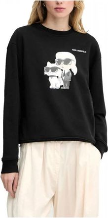 Karl Lagerfeld Femme, Sweatshirts et sweats &agrave; capuche, Noir, Taille: 40 FR Ikon Duo Aquarelle SweaT-shirt