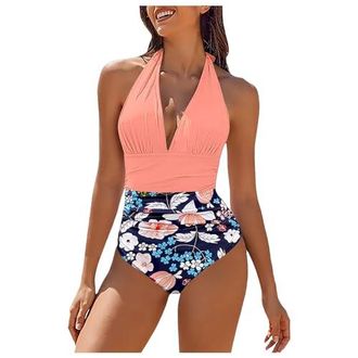 Generic Maillot de bain une pi&egrave;ce pour femme, maillot de bain de sport, grande taille, modeste, contr&ocirc;le du ventre, couleur unie, maillots de bain de plage da
