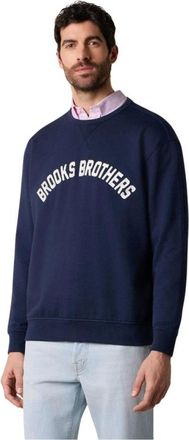 Brooks Brothers Homme, Sweatshirts et sweats &agrave; capuche, Bleu, Taille: 2XL SweaT-shirt en coton avec logo imprim&eacute; en grand