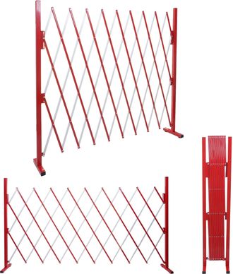 Mendler Absperrgitter HWC-B34, Scherengitter Zaun Schutzgitter ausziehbar, Alu rot-weiß - Höhe 153cm, Breite 32-265cm
