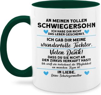 Shirtracer Tasse Tassen 325ml - Statement Sprüche - An meinen tollen Schwiegersohn Geschenk I - 325 ml - Dunkelgrün - geschenke für schwiegersöhne spruchtasse sa