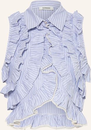 Sandro Sandro Cropped-Blusentop Mit R&uuml;schen blau