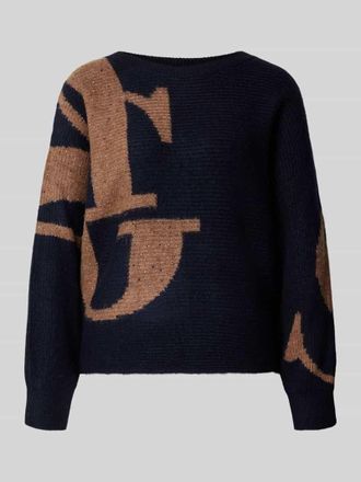Monari Relaxed Fit Strickpullover aus Viskose-Mix mit Strasssteinen