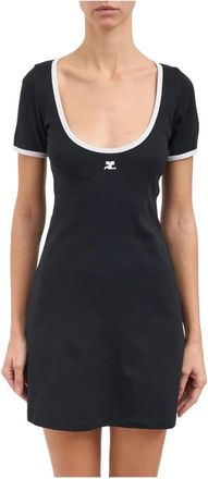 Courr&egrave;ges Femme, Robes, Noir, Taille: 38 FR Holistic Contrast Mini Dress