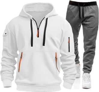 Generic Tenue Sport Homme Ensemble Sweat-Shirt &Agrave; Capuche Et Pantalon Sportwear Mode Casual Tenue Sport Homme D&eacute;contract&eacute; Ensemble 2 Pi&egrave;ces Tracksuit D&eacute;contrac