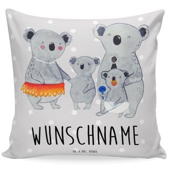 Mr. & Mrs. Panda Kopfkissen Koala Familie - Personalisierte Geschenke, Mama, Papa, Name, Personalisiert, Bruder, Kinder, Kissen, Wunschname, Bedrucken