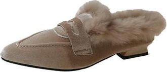 Generic JCVBN Bottes plates en fourrure pour femme en coton &agrave; bout pointu en daim Chaussures chaudes de designer Bottes de neige courtes en peluche Chaussures