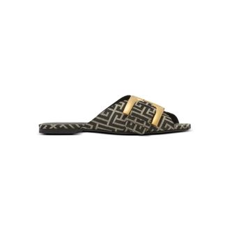 Balmain Flat Monogram Jacquard Anthem Sandalen - - Shoes - Damen - Schwarzk - 35 EU