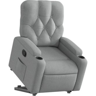 vidaXL Relaxsessel mit Aufstehhilfe Hellgrau Stoff - Vidaxl
