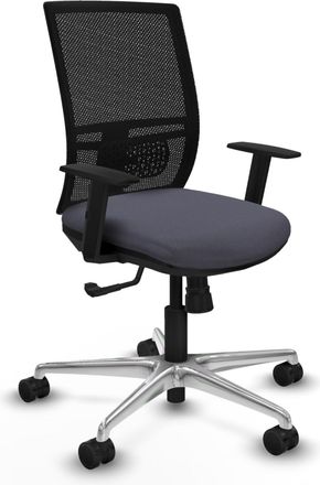 Piqueras y Crespo Drehstuhl mit 1D-Armlehnen, h&ouml;henverstellbare Lendenwirbelst&uuml;tze, ausgestattet mit 4 Positionen und Schneideschaum, mit 65 mm Nylon-Rollen, Schwarz/Du