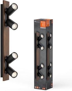 Ledvance DECOR SPOT MERCURY, 4 x 3,4W, 920lm, Holzoptik schwarz, Spotleuchte, verstellbare Köpfe, vielseitig anwendbar, Innenraumspot, austauschbare LED-Lampen