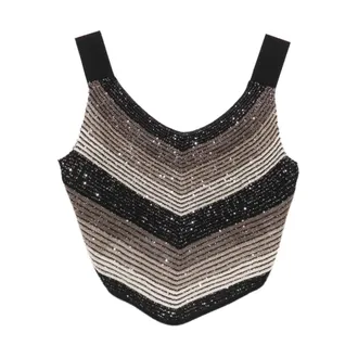 D.exterior Femme, Tops, Multicolore, Taille: 38 FR Top &agrave; Sequins Ray&eacute; avec Bretelles